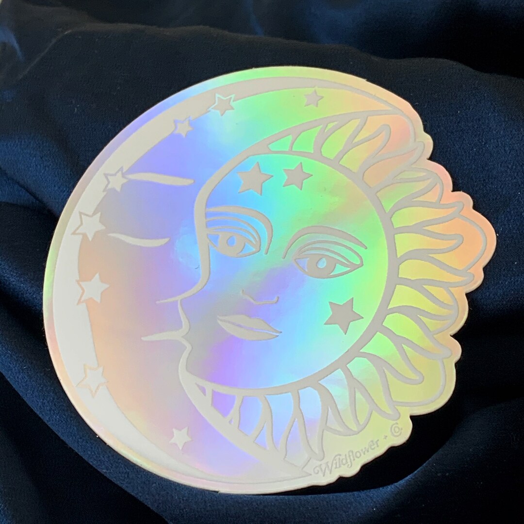 Sun & Moon Sticker Aesthetic Stickers Holographic Vinyl Mystical ...