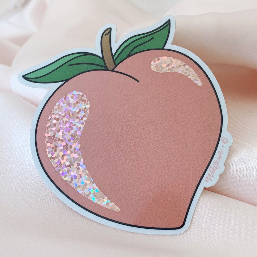 Peach Sticker - Glitter Holographic !!! | Cute Aesthetic Stickers ...