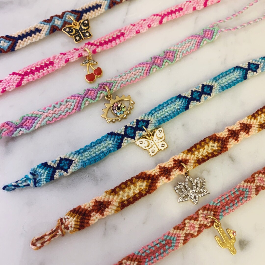 Custom Charm Friendship Bracelet - Design Your Own - Choice of Color ...