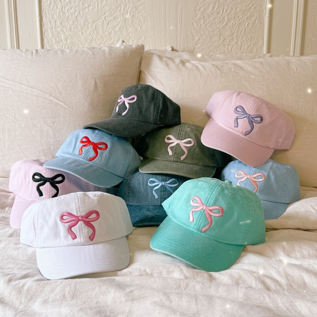 Bow Baseball Hat With Embroidered Patch - Coquette Aesthetic - Girlies ...