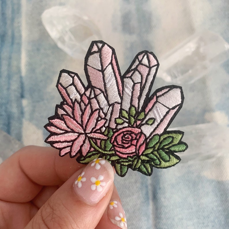 Crystal Patch With Flowers Iron on Embroidered Patches - Etsy