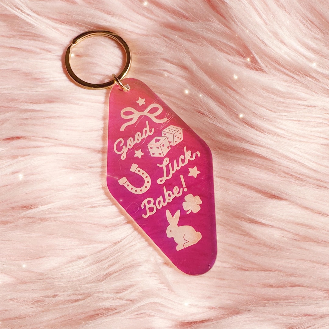 Good Luck Babe Motel Keychain - Iridescent, Reflective Keychain ...