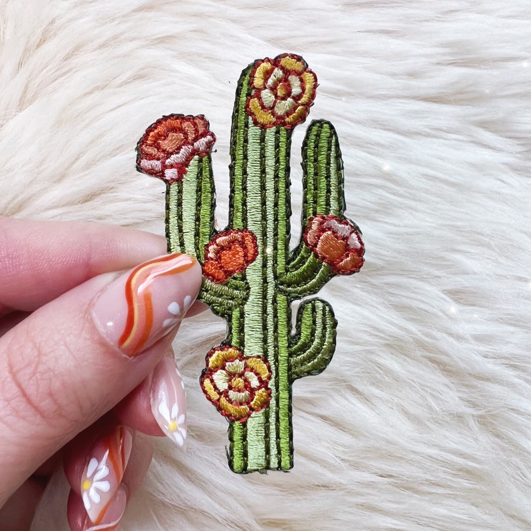 Saguaro Cactus Patch - Iron on Patch - Arizona Desert, Cactus Flower ...