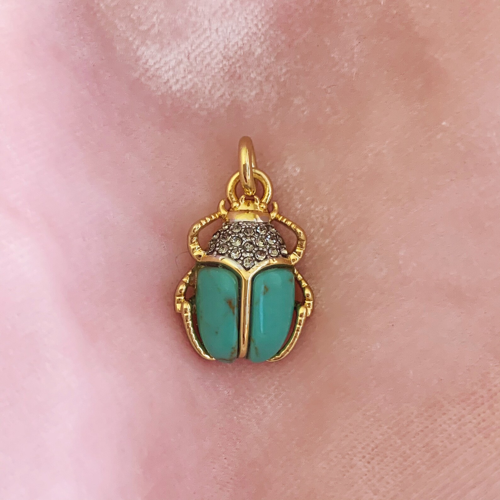 Scarab Charm / Pendant Turquoise Micro Pave & 14K Gold - Etsy