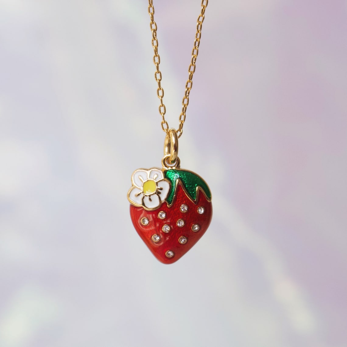 Strawberry Charm Necklace Cute Jewelry Charm Necklace - Etsy