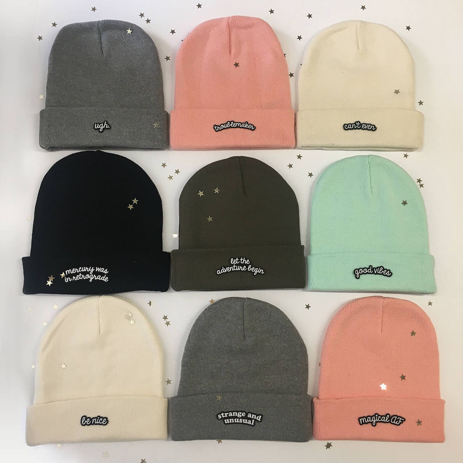 Beanie W. Quote - Slouchy Winter Beanie Hat - Choose Message & Color ...