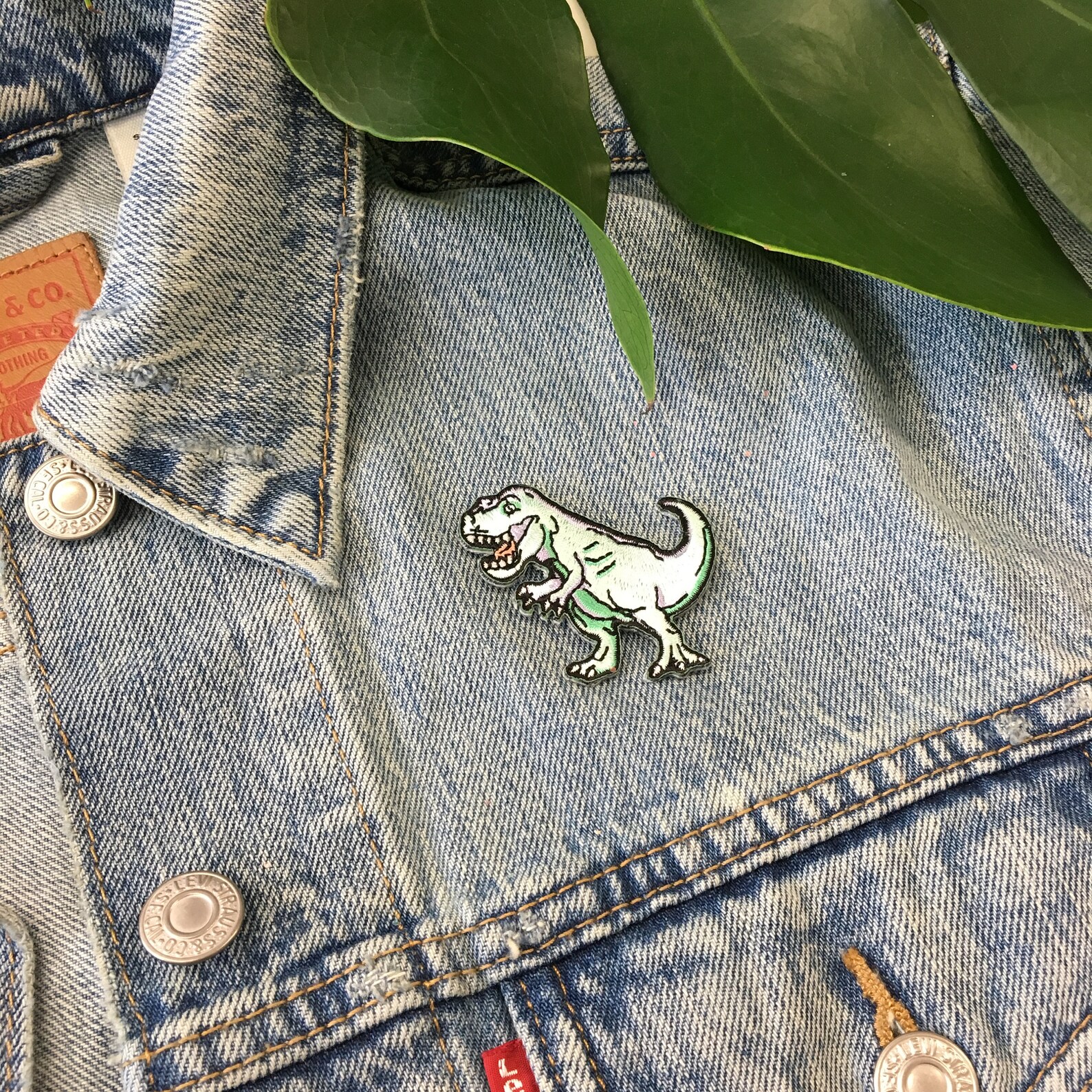 T-rex Dinosaur Patch - Wildflower + Co. - Iron on Embroidered Patches ...