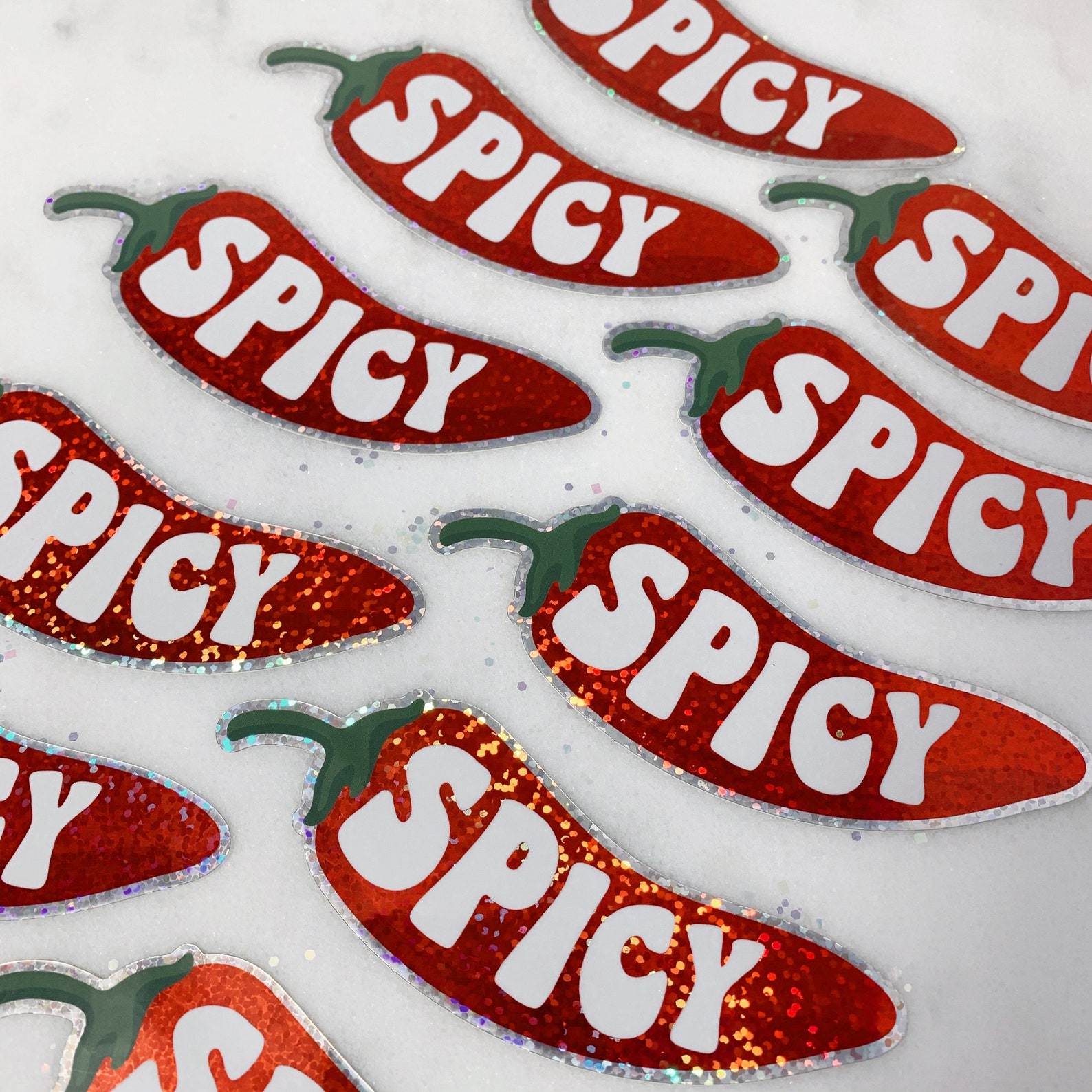 Spicy Pepper Sticker - Glitter Holographic ! Red Hot Pepper - Stickers ...