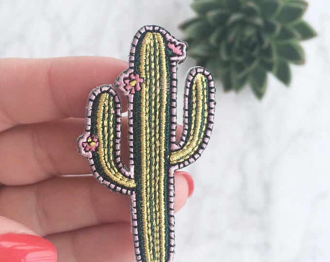 Cactus Patch - Iron on - Embroidered Applique – Succulent - Plant ...