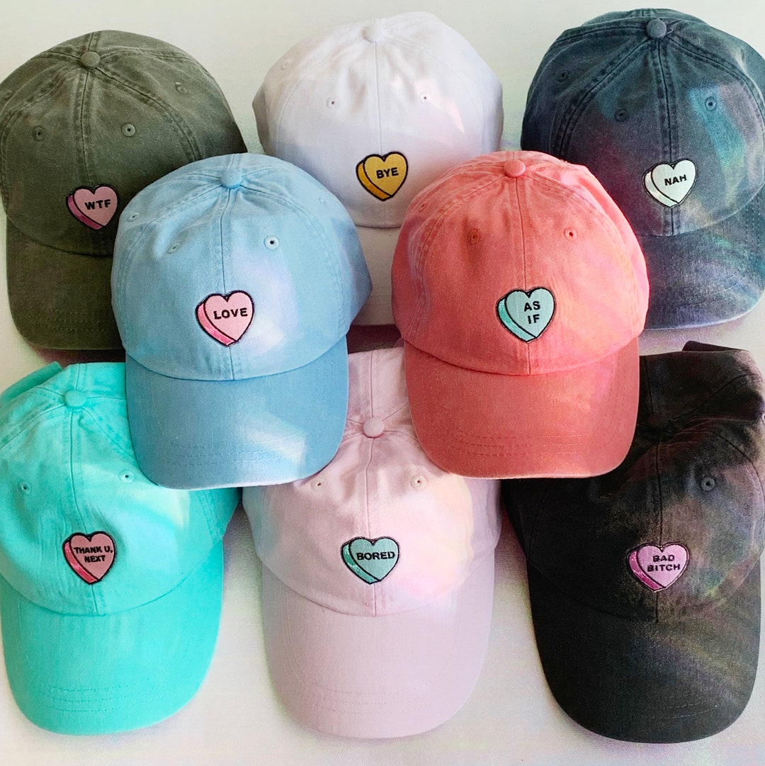 Baseball Hat - Conversation Hearts - as If Love Bad Bitch - Bye - Nah ...