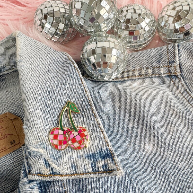 Disco Ball Cherries Pin - Disco Ball Pin - Cherry Fruit Disco Themed ...