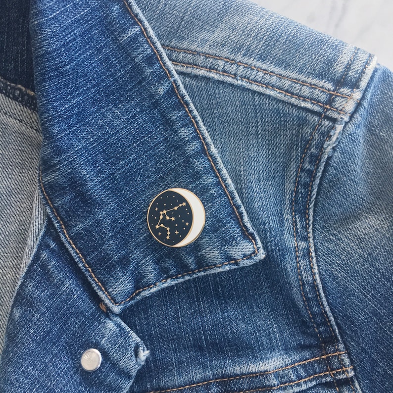 Libra Zodiac Enamel Pin Constellation Star Sign Moon Star - Etsy