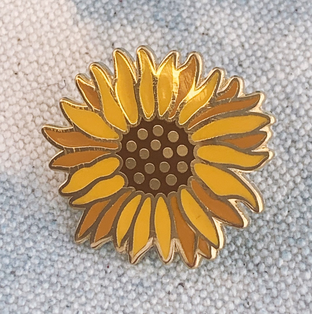 Sunflower Enamel Pin - Boho Yellow Flower Floral - Hat Pin - Wildflower ...