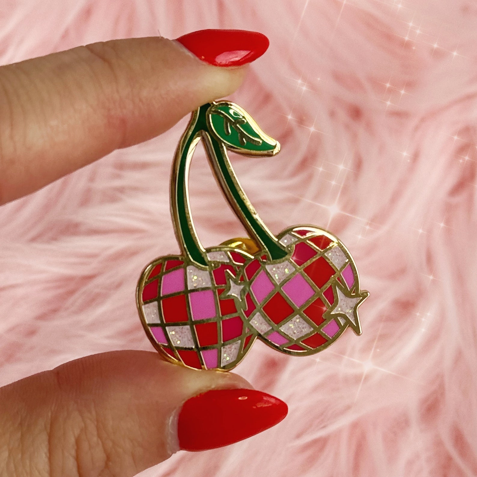 Disco Ball Cherries Pin - Disco Ball Pin - Cherry Fruit Disco Themed ...