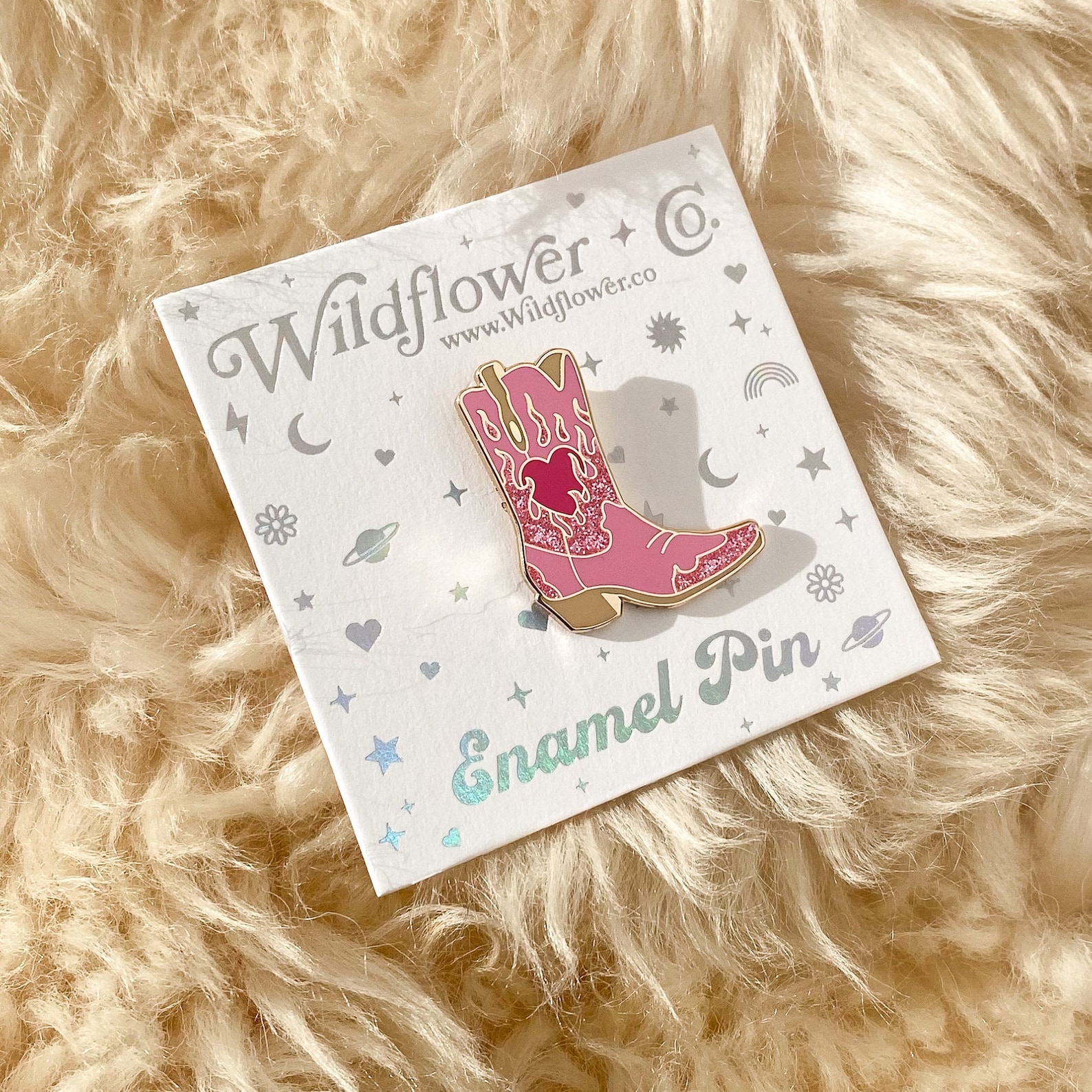Burning Love Cowgirl Boot Pin - Pink Lilac & White - Cowboy Boot - Hard ...