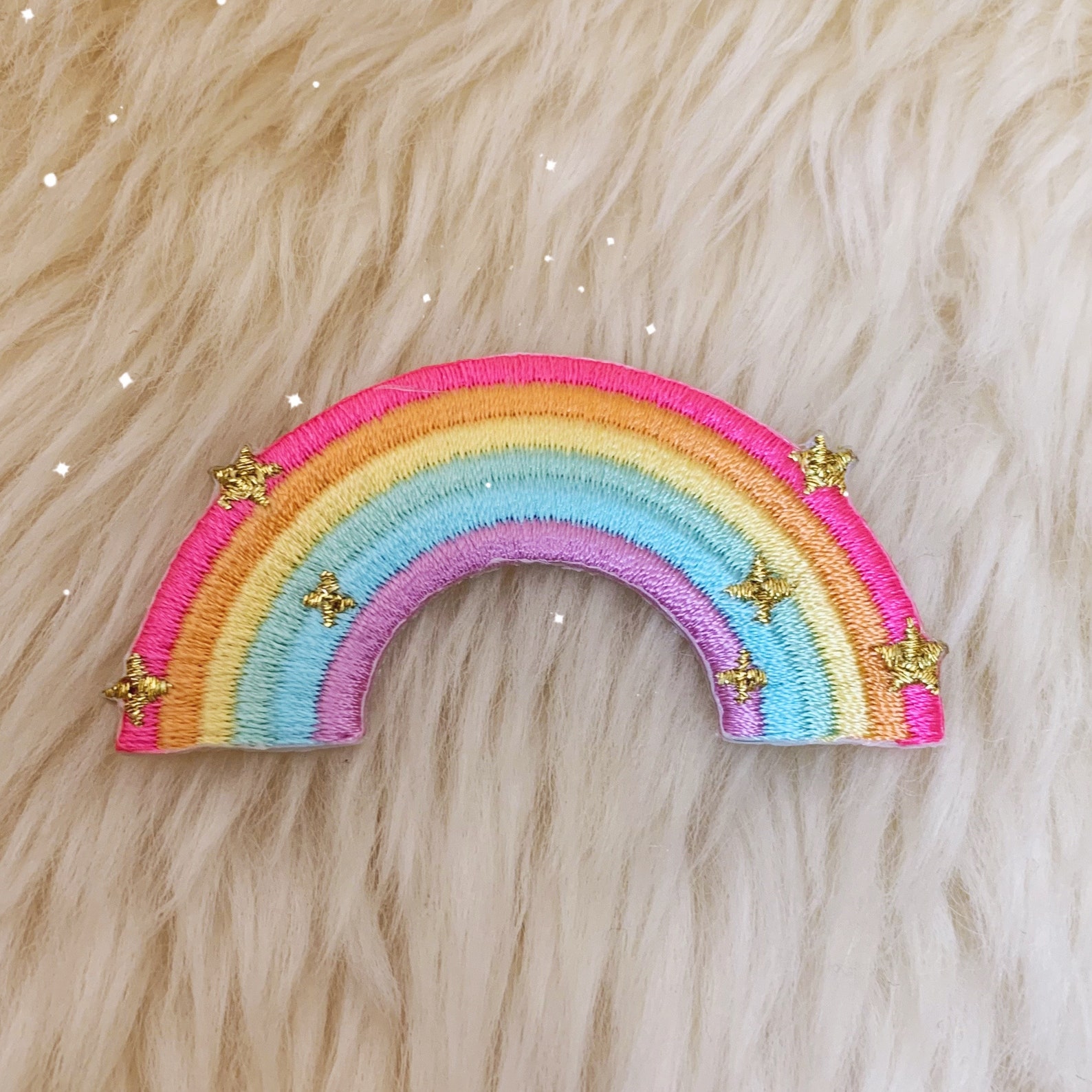 Rainbow Patch W Sparkles Small Embroidered Patches for - Etsy