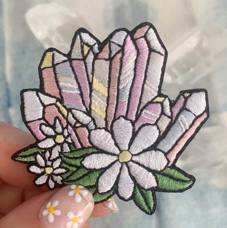 Crystal Patch With Flowers Iron on Embroidered Patches - Etsy
