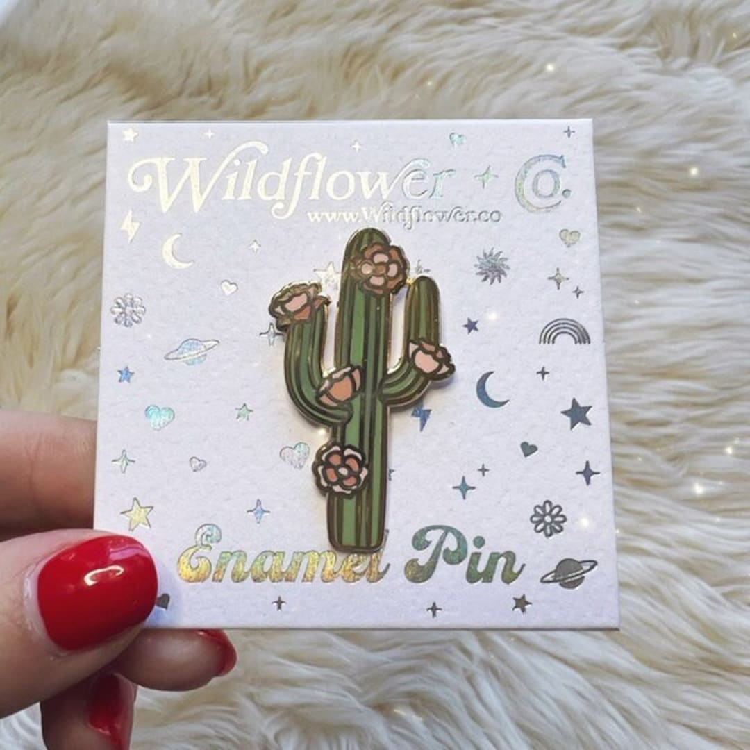 Saguaro Cactus Pin - Hard Enamel Pins - Arizona Desert - Cactus Flower ...