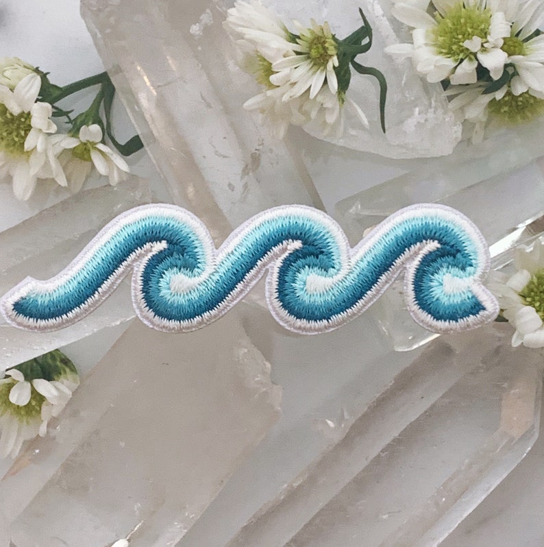 Wave Patch Simple Beach Ocean Iron on Embroidered - Etsy