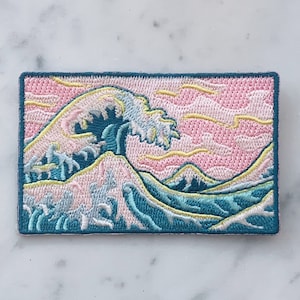Wave Patch - Ocean Iron on Patch - Sea - Beach - Surf - Make Waves - Great Wave - Embroidered ...