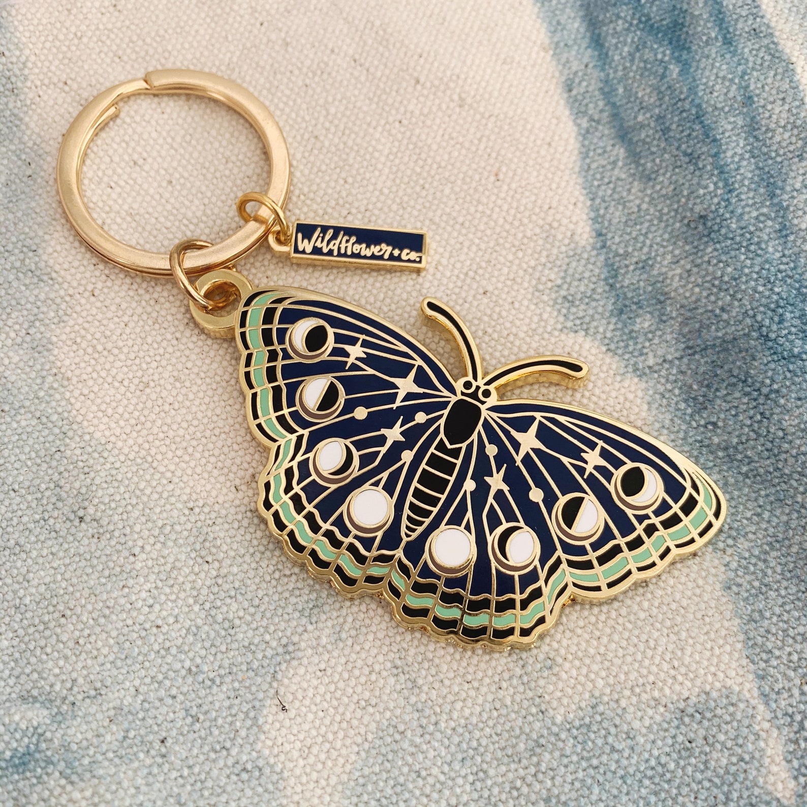 Night Butterfly Enamel Keychain Lunar Moth Luna Moon | Etsy