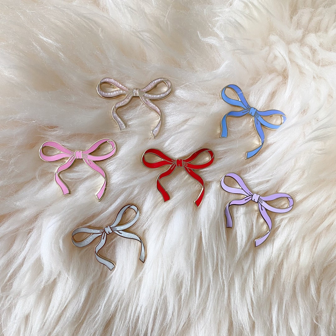 Small Bow Enamel Pin Wispy Ballet Ribbon Hard Enamel Pins Coquette ...