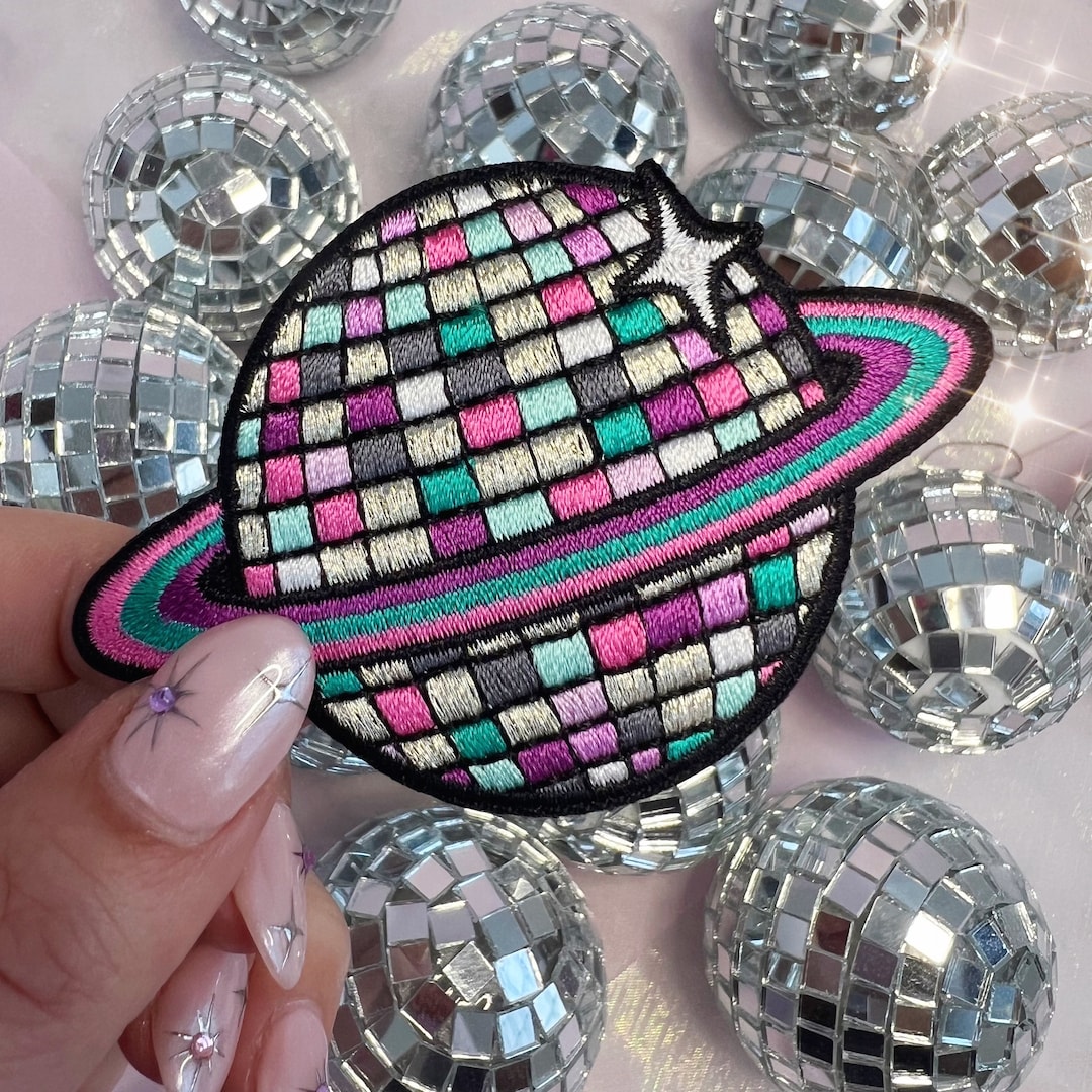 Disco Ball Planet Patch - Disco Ball Embroidered Iron on Patches for ...