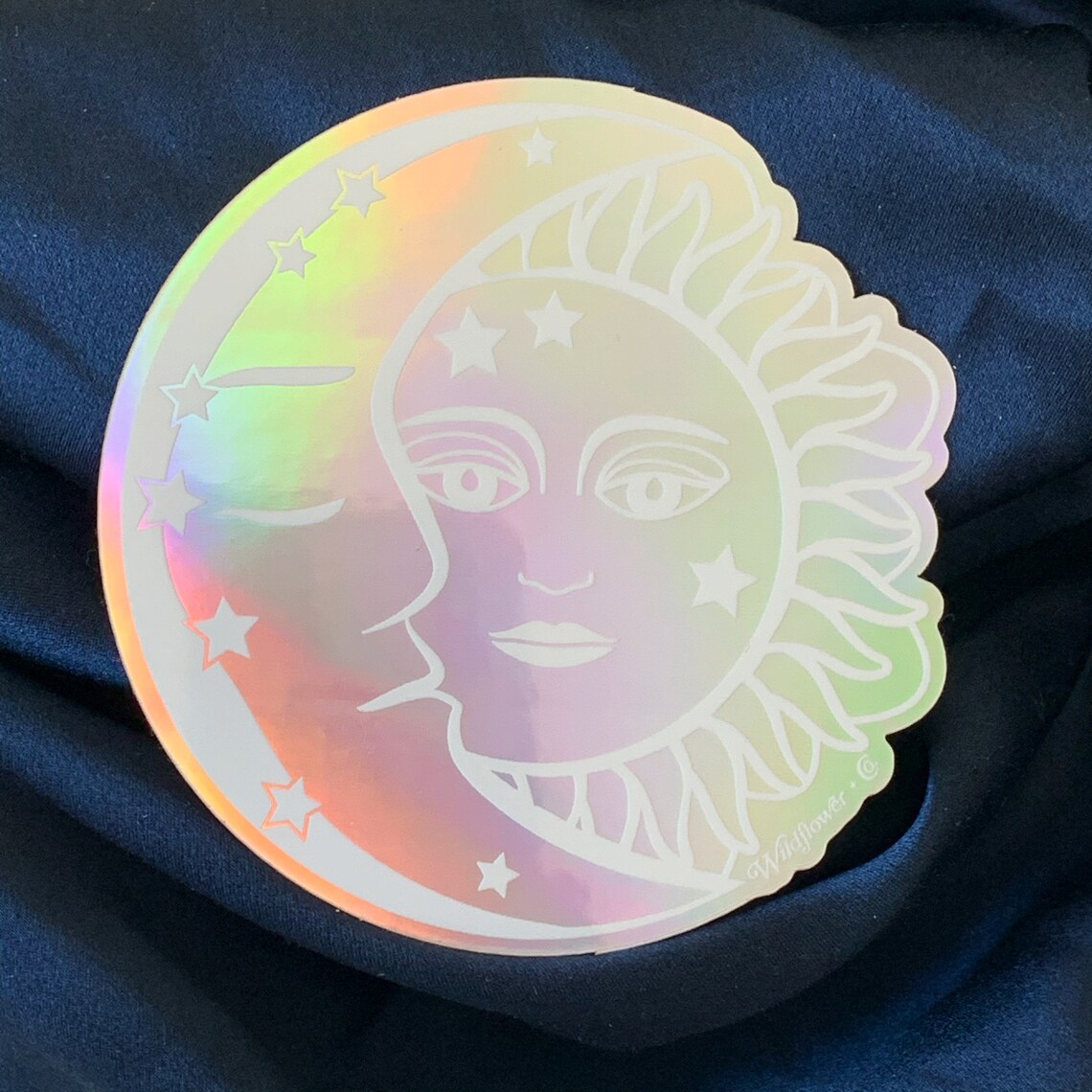 Sun & Moon Sticker Aesthetic Stickers Holographic Vinyl - Etsy