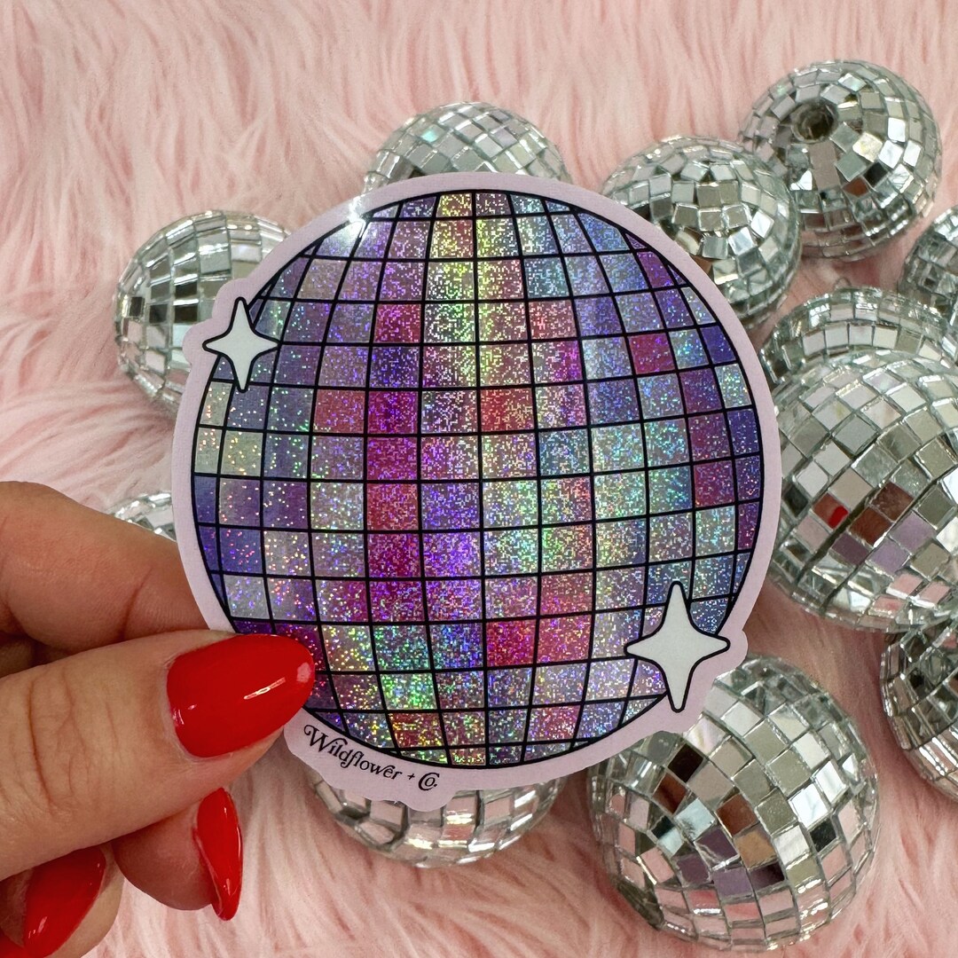 Disco Ball Glitter Sticker - Holographic Glitter Vinyl - Water Bottle ...
