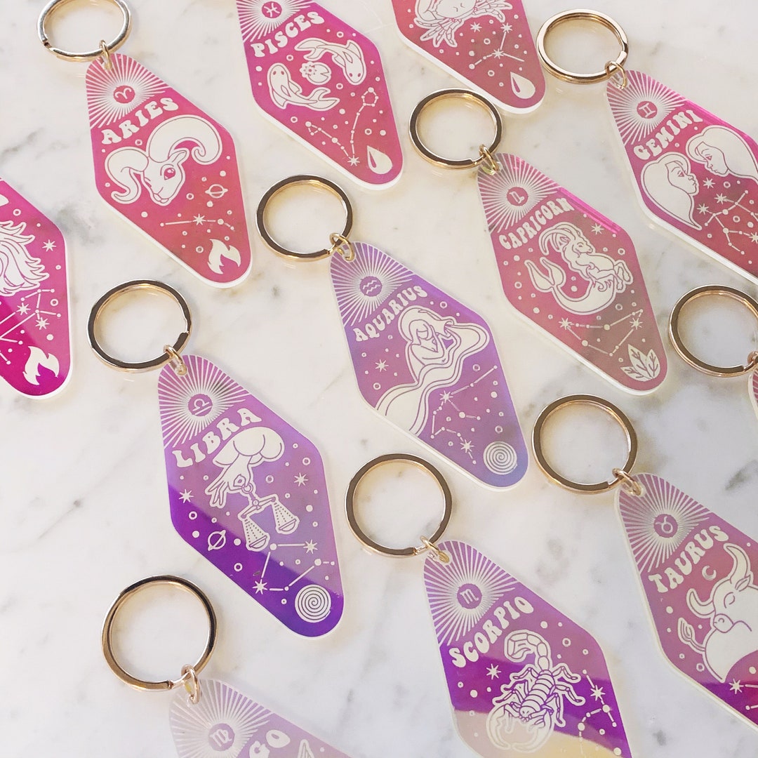 Zodiac Keychain Astrology Gift All Signs Holographic / - Etsy