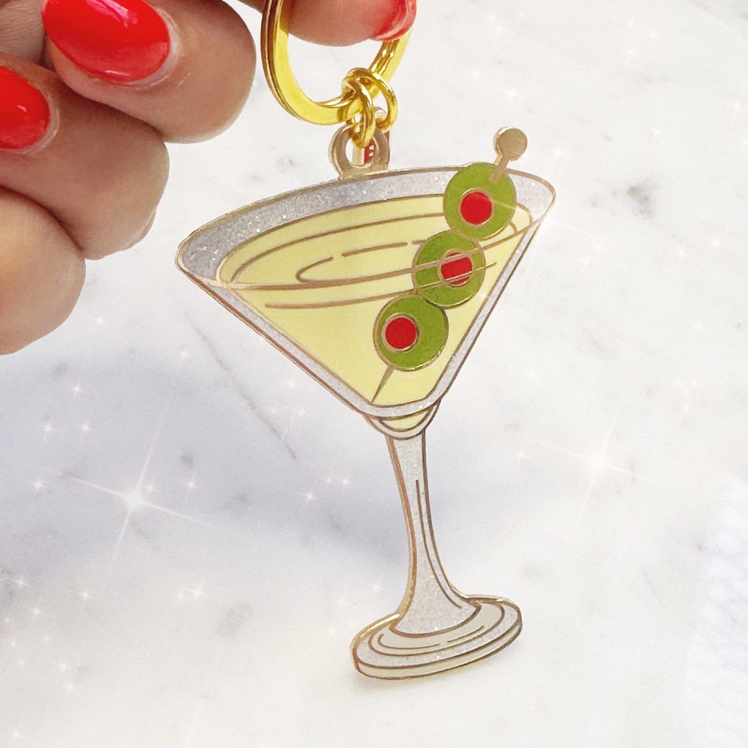 Dirty Martini Enamel Keychain - Bag Charm - Cute Martini Gift for ...
