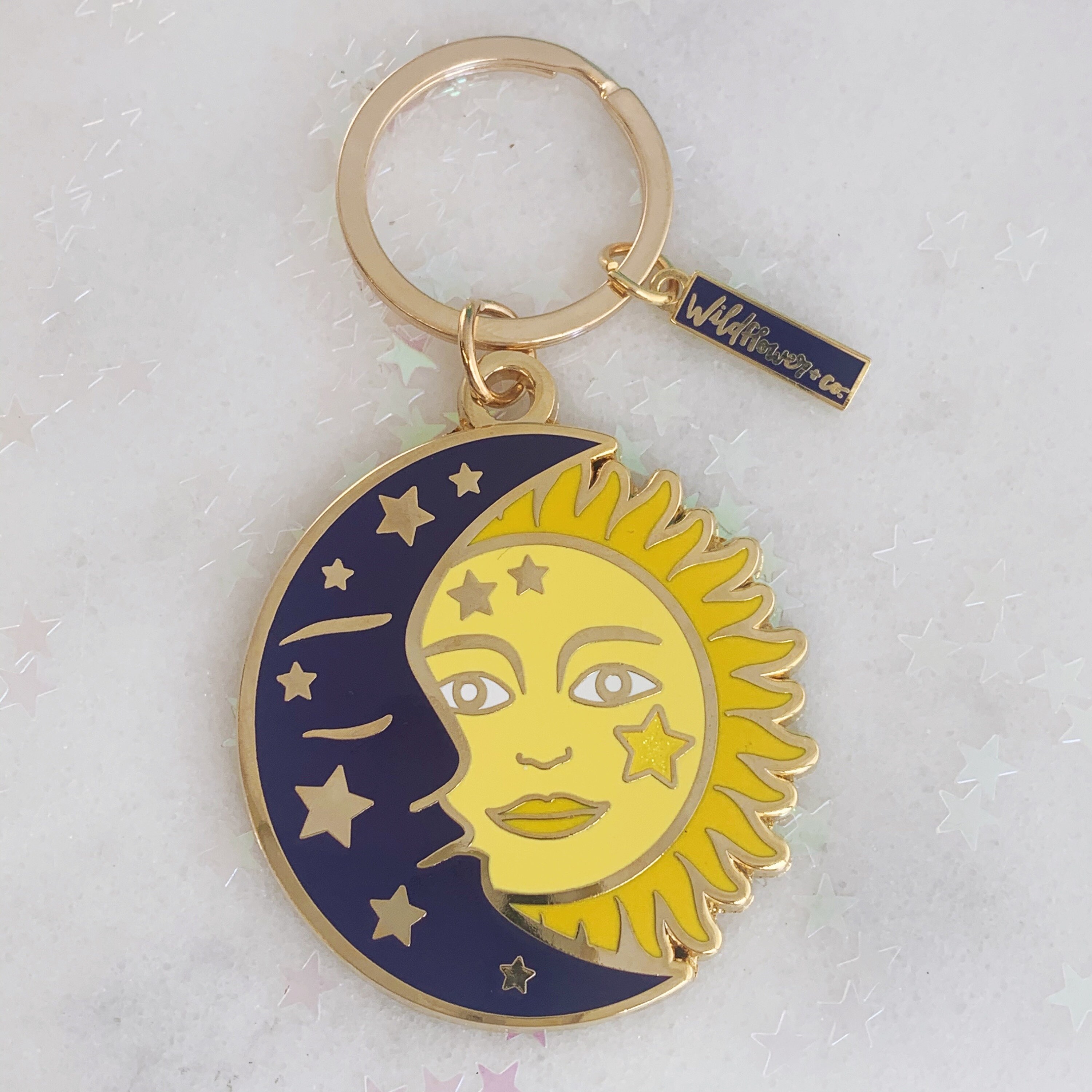 Sun & Moon Keychain - Enamel Keychain - Bag Charm - Celestial Cosmic ...