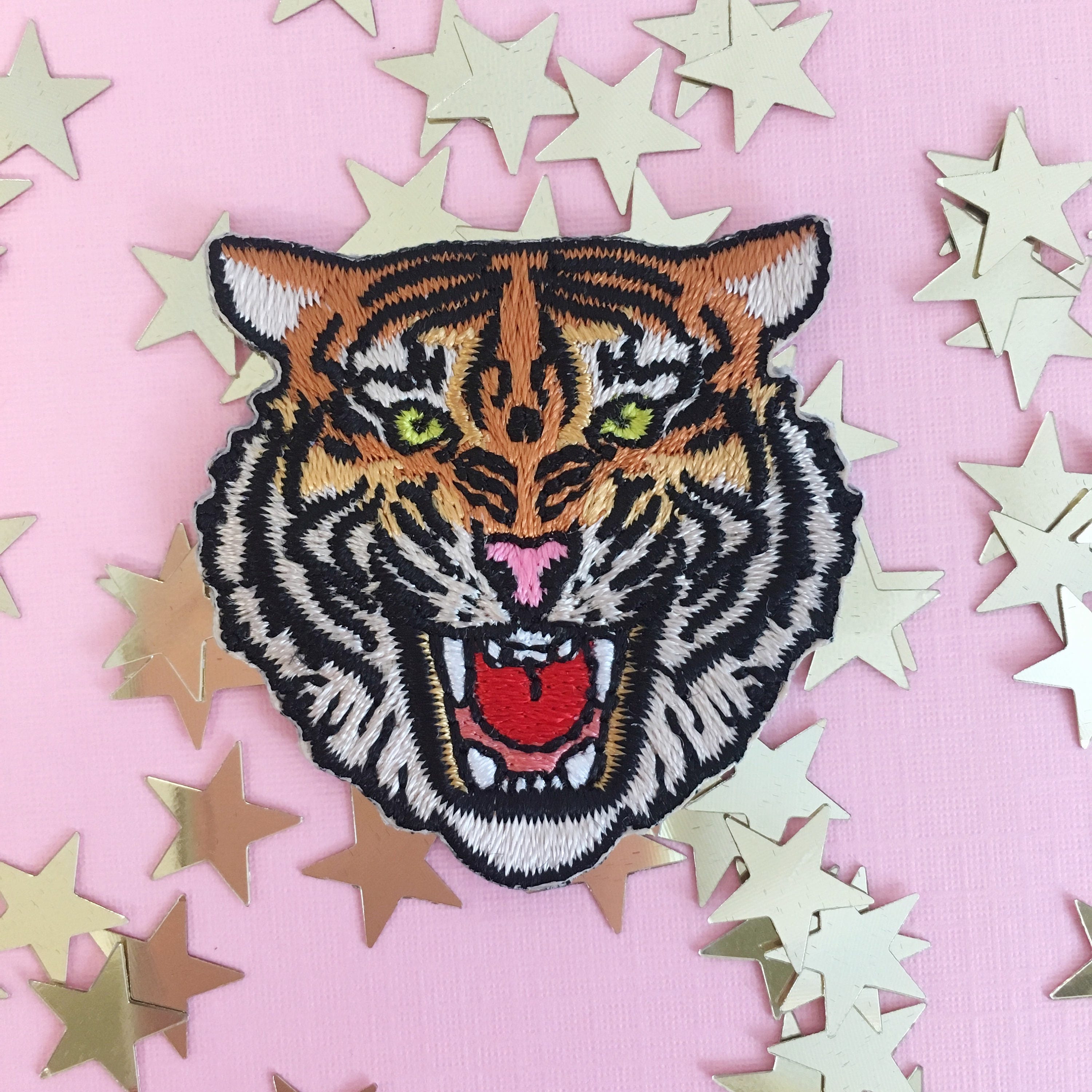 Tiger Head Patch, Iron On, Embroidered Patches, Roar, Feminist ...