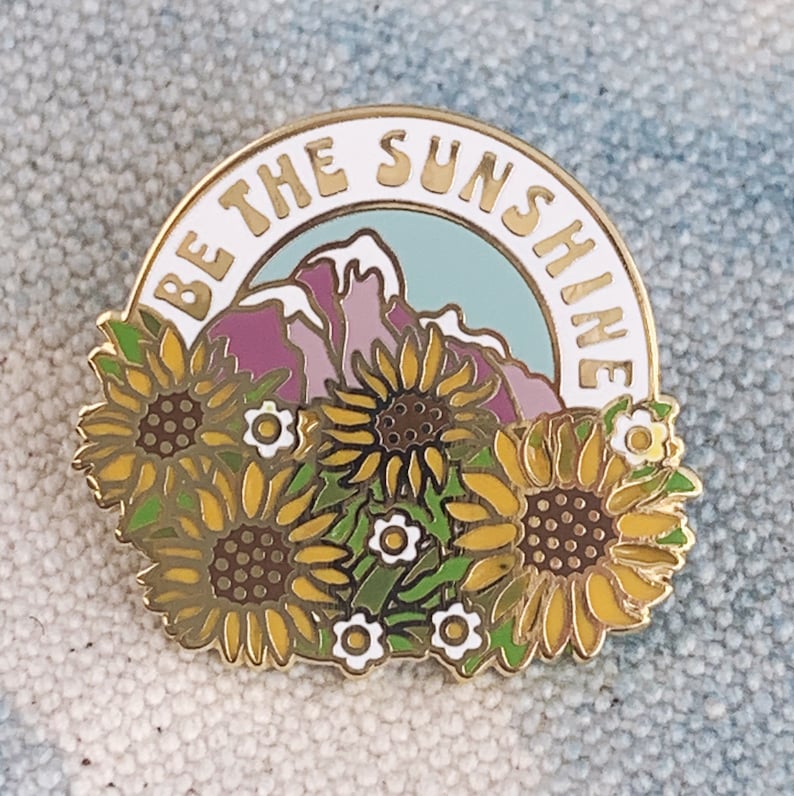 Be the Sunshine Enamel Pin Mountains Outdoors Nature Sun | Etsy