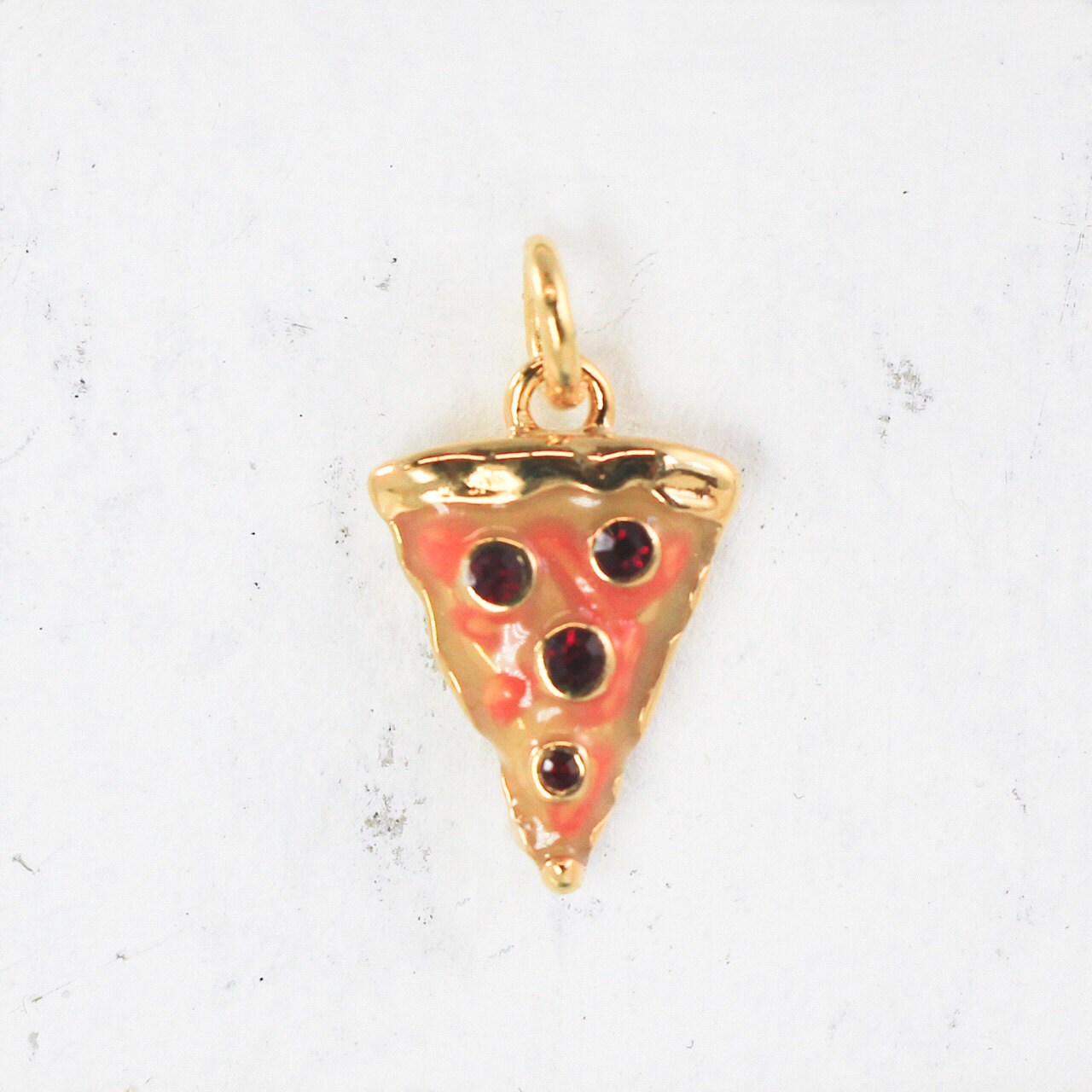 Pizza Slice Charm Pendant Gold & Enamel Pepperoni Pizza - Etsy