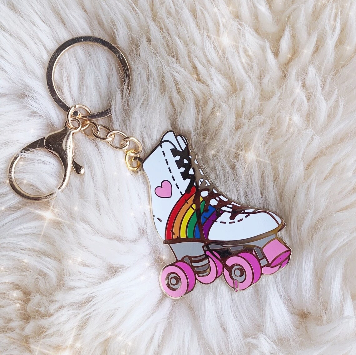 Roller Skate Keychain Roller Derby Roller Disco Rainbow - Etsy