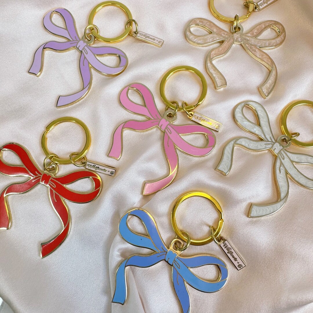 Bow Enamel Keychain - Cute Enamel Keychains - Ribbon - Coquette ...