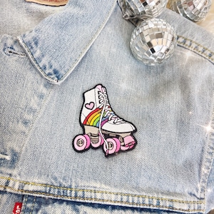 Roller Skate Patch - Rollerskate Roller Derby Roller Disco - Iron on Patches - Embroidered ...