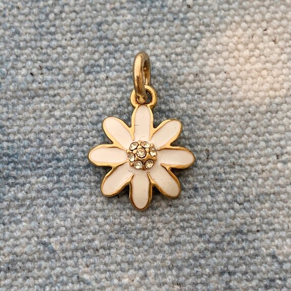 Daisy Charm White Enamel & Gold | Etsy