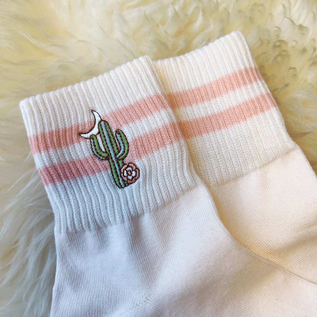Cactus Socks Embroidered Socks Womens Fun Socks Cactus Plant Desert ...