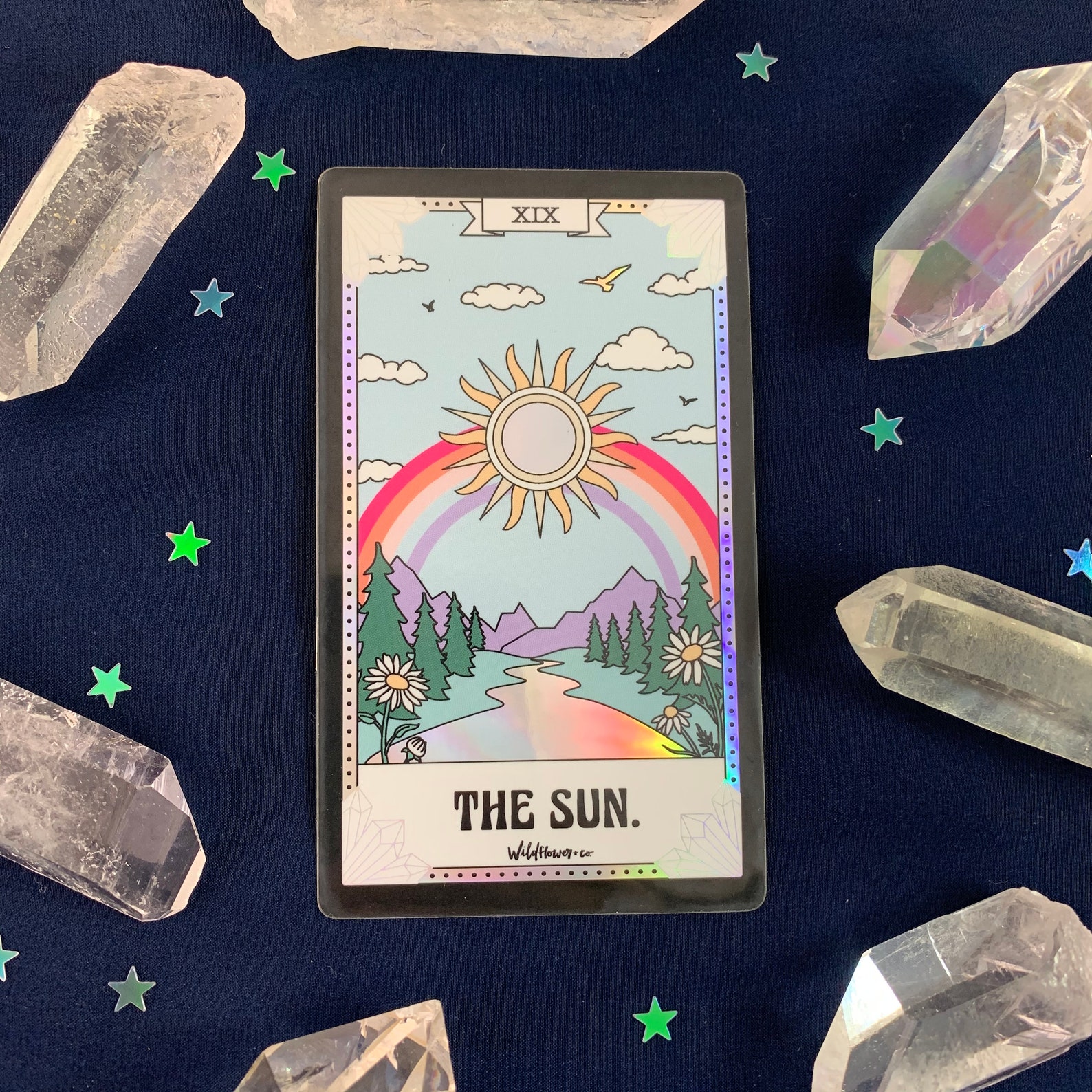 Tarot Card Sticker the Sun Holographic Nature - Etsy