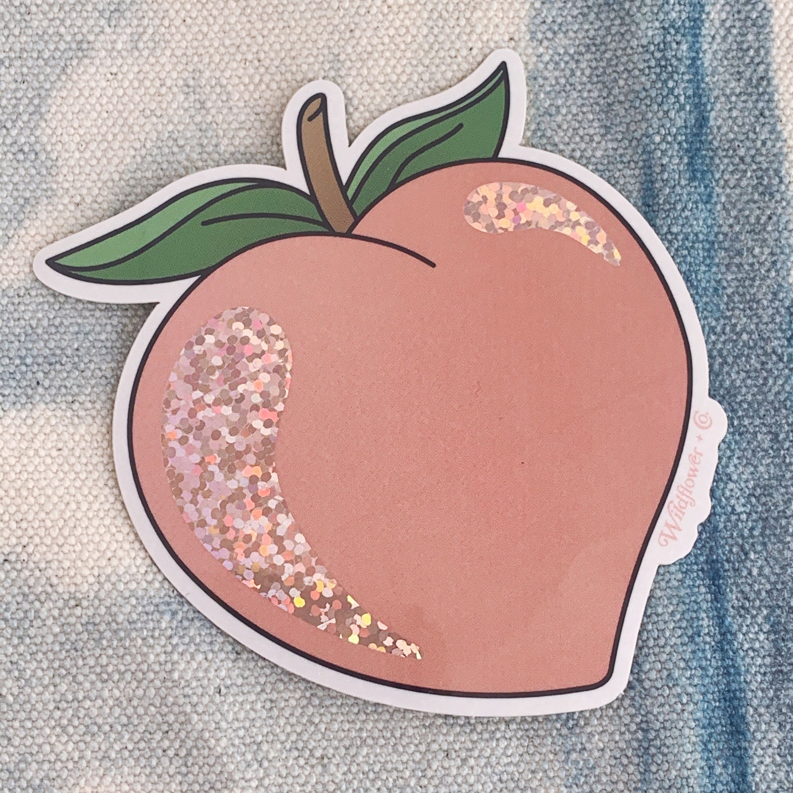 Peach Sticker Glitter Holographic Cute Aesthetic - Etsy