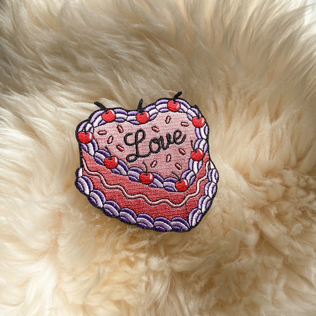 Love Cake Patch - Pink Iron on Patch Coquette Embroidered Patches for ...
