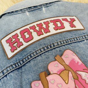 Pink Cowgirl Boots XL Back Patch - Howdy - Patches for Jackets - Disco Cowgirl Bachelorette ...