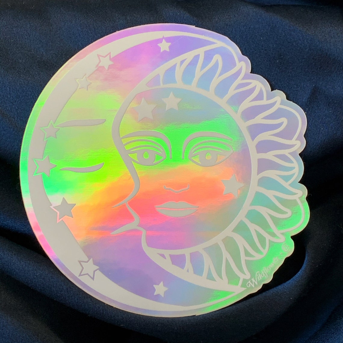 Sun & Moon Sticker Aesthetic Stickers Holographic Vinyl - Etsy