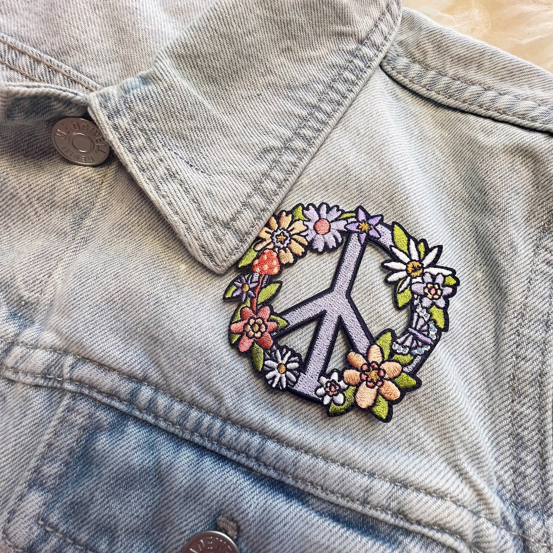 Peace Sign Floral Patch - Peace Sign Patch - Flower Power - Hippie ...