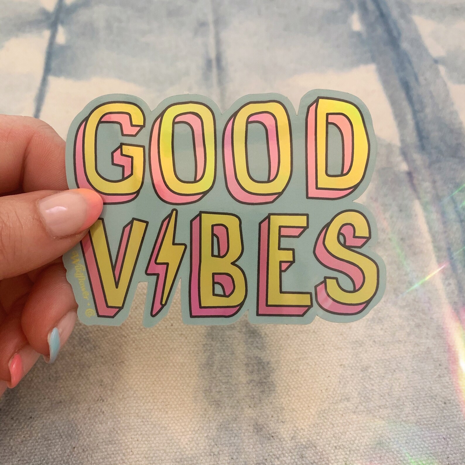 Good Vibes Sticker Vinyl Holographic Sticker Positivity - Etsy
