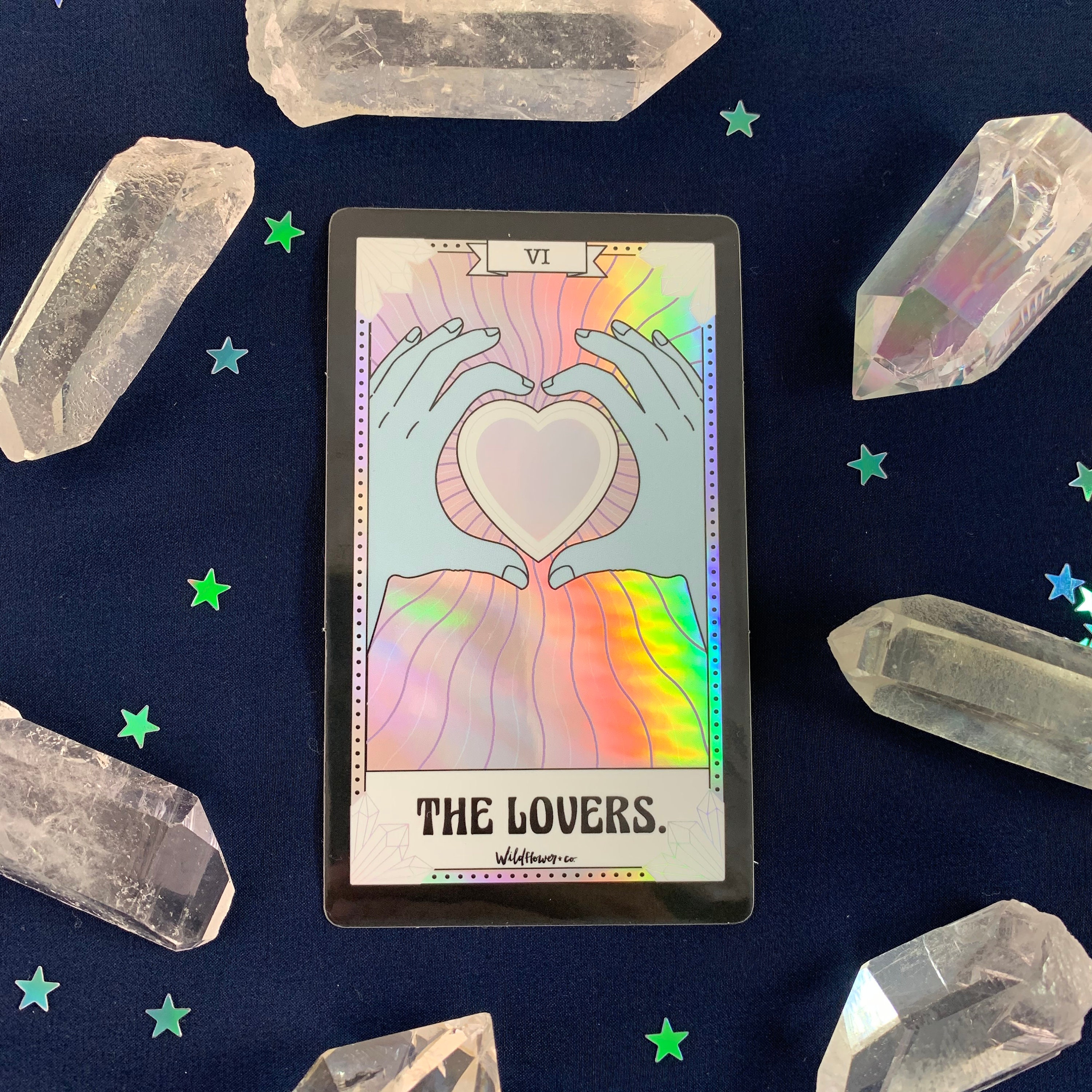 Tarot Card Sticker - the Lovers | Holographic !!! | Heart Relationships ...