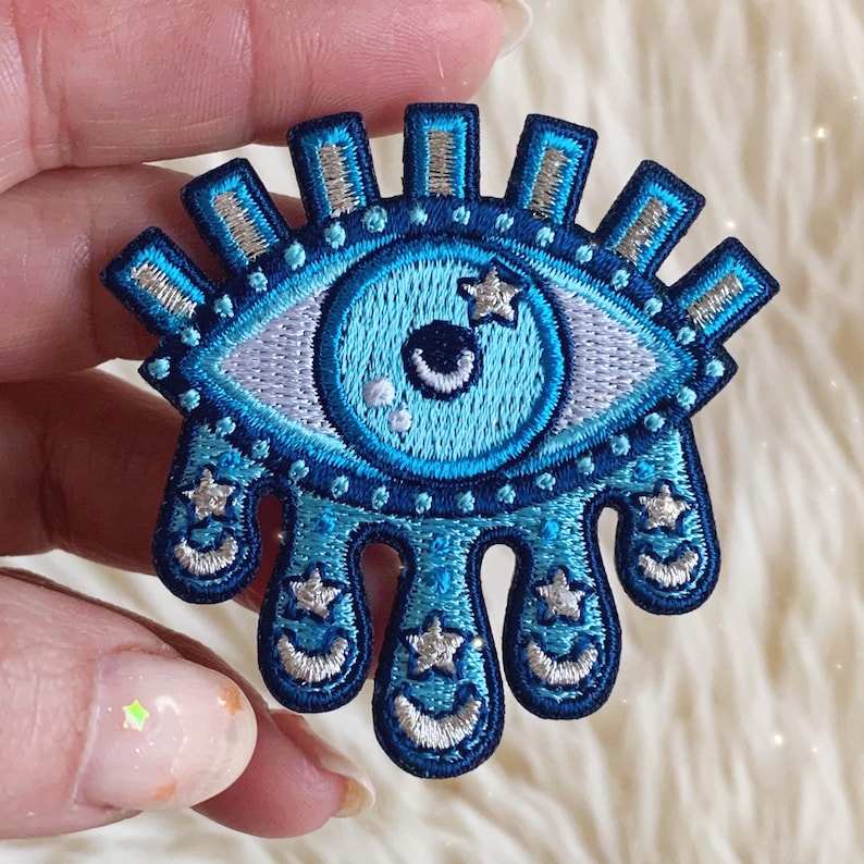 Cosmic Evil Eye Patch Iron on Patches Teardrops Moon & - Etsy