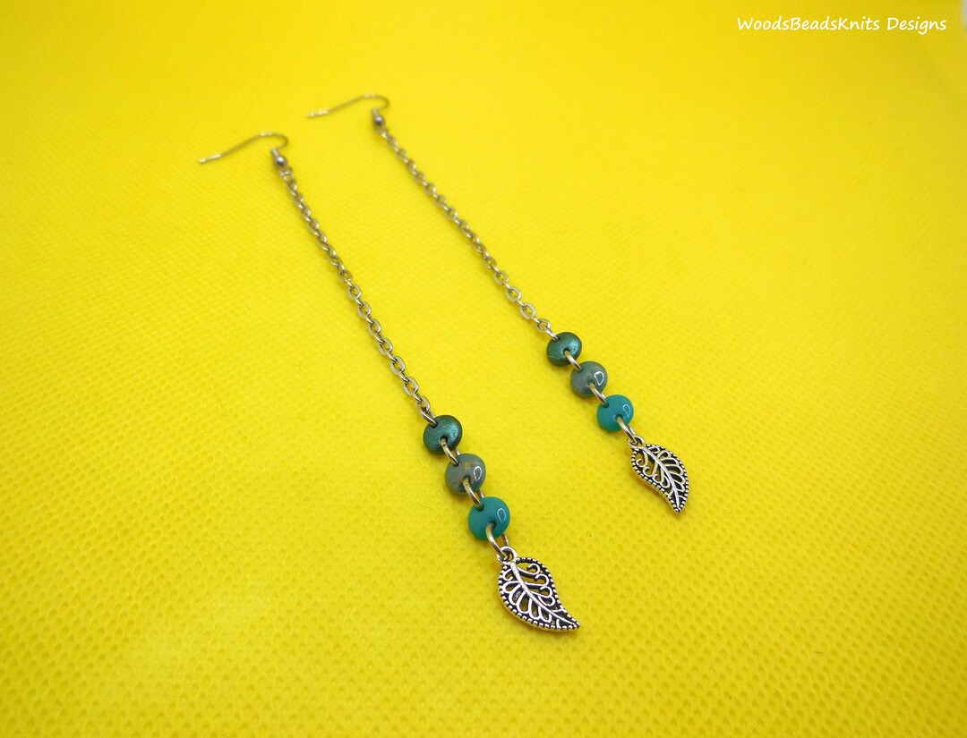 Long Drop Chain Earrings Extra Long Earrings Long Beaded - Etsy